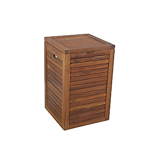 Medium Teak Laundry Hamper, or Indoor Outdoor Storage Bin