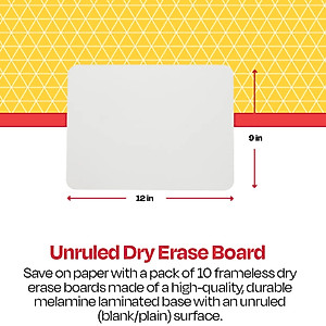 School Smart Unruled Pupil Board, 9 x 12 Inches, White, Pack of 10 - 1325120