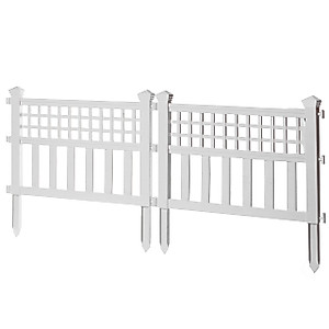 Gardenised Plastic Outdoor Decor Garden Flower Edger Fence, Border, Set of 4 Panels, White