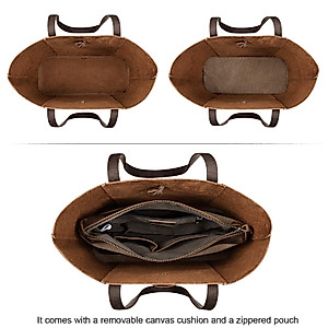 S-ZONE Vintage Genuine Leather Tote Bag for Women Large Shoulder Purse Handbag with Clutch Bag