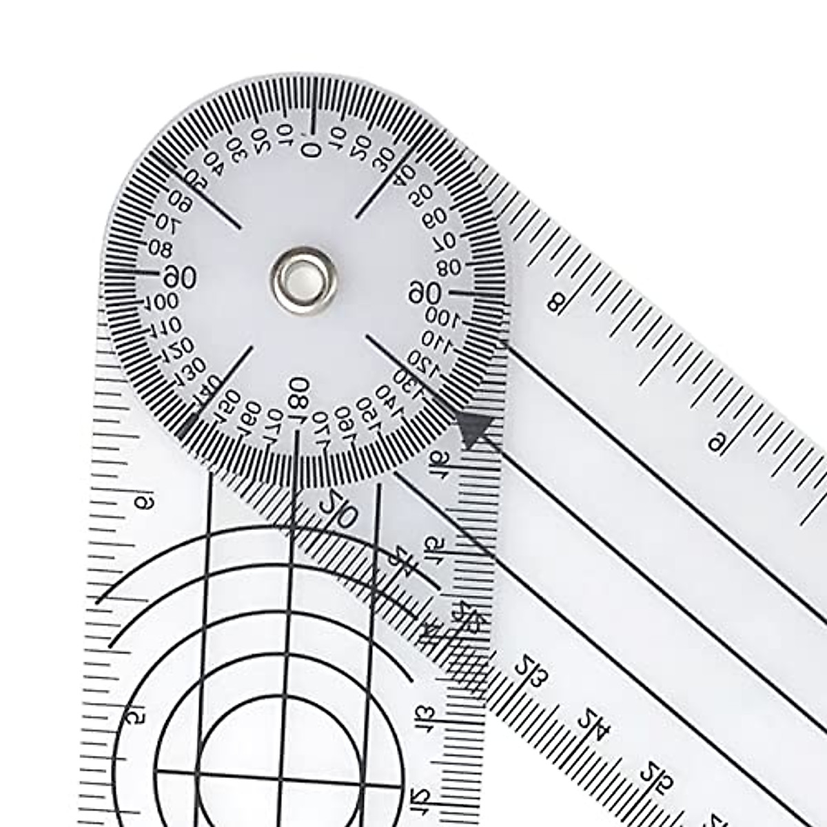 Tyenaza Angle Ruler Clear, Angle Ruler 360 Degrees Rotatable Flexible Frosted PVC Semi Transparent Clear Angle Finder for Student Office