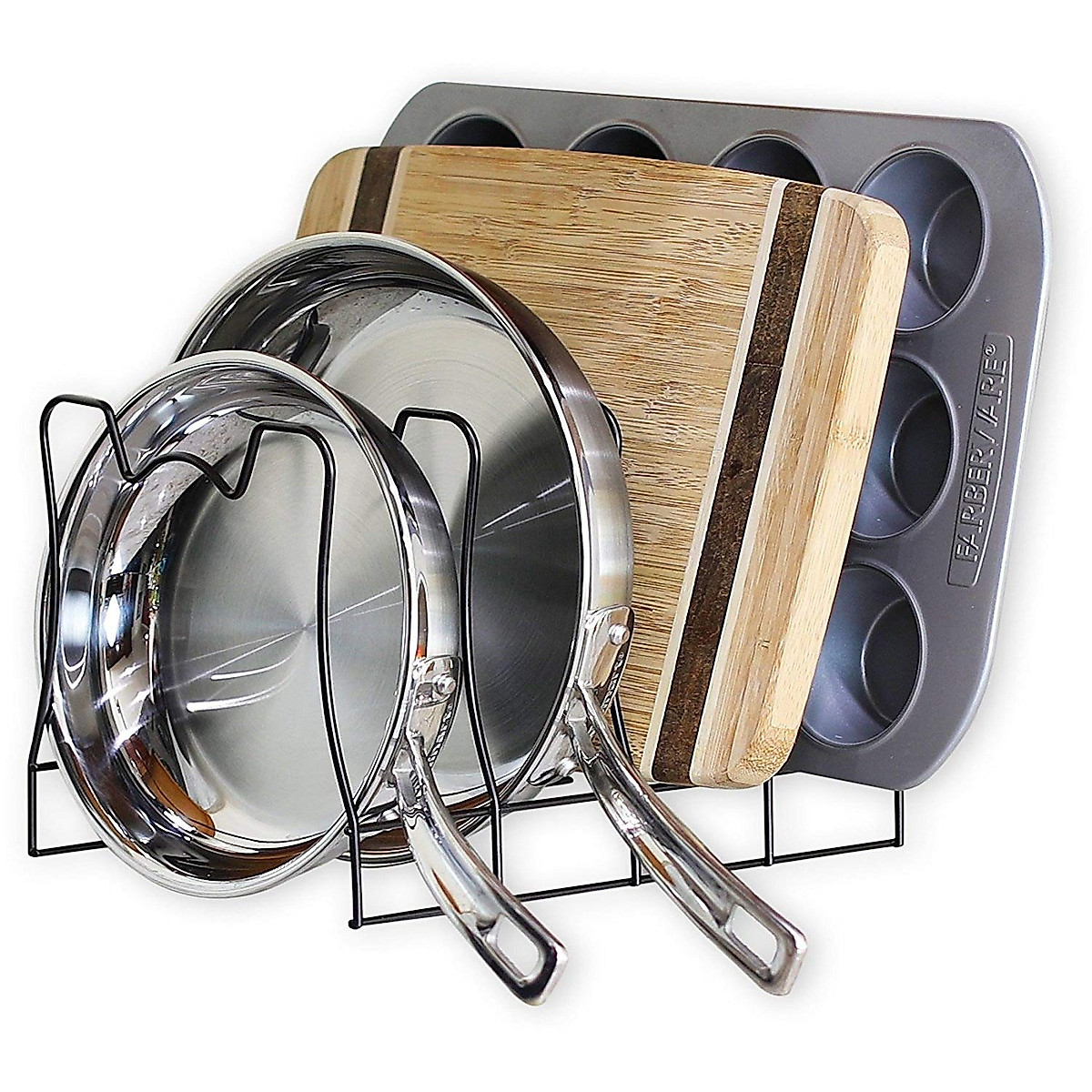 SimpleHouseware Kitchen Pot Lid Rack Holder Organizer, Bronze