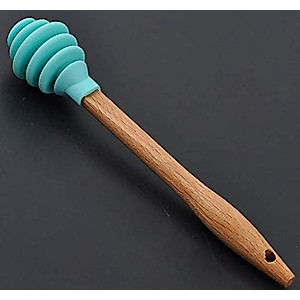 UgyDuky 2 Pack Silicone Honey Dipper Spoon Drizzle Stick Honey Mixing Stirrer Dip Spiral Server Kitchen Gadget Tool (Random Color Delivery)