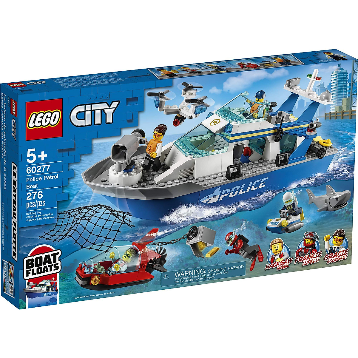 LEGO City Police Patrol Boat 60277 Building Kit; Cool Police Toy for Kids, New 2021 (276 Pieces)
