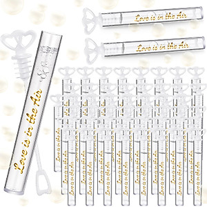 PullCrease 150 Pcs Bubble Wands Bulk for Wedding Party Mini Heart Wand with Bubble Solution for Wedding Bridal Showers Valentine Anniversary Graduation Birthday Supplies(White,Love)