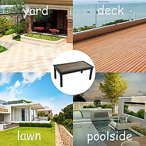 LOKATSE HOME Outdoor Coffee Table Patio Furniture with Wood Grain Top for Balcony, Brown