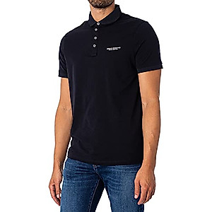 A|X ARMANI EXCHANGE Men's Short Sleeve Contrast Logo Jersey Polo, Navy, XXL