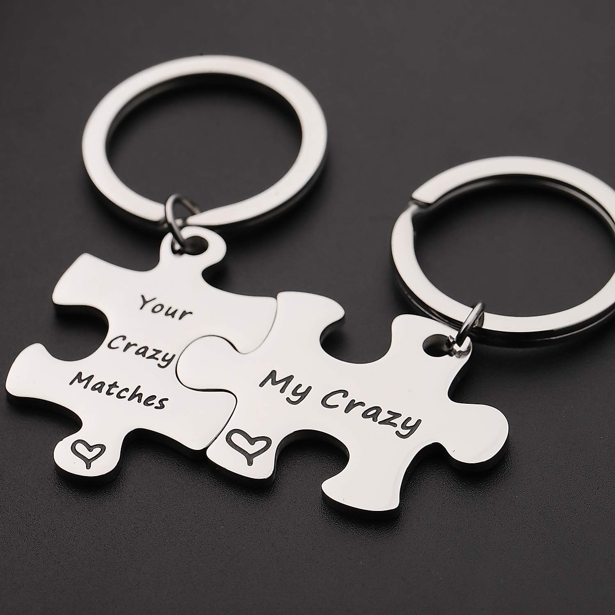 TGBJE Your Crazy Matches My Crazy Couples Keychain Set Puzzle Piece Gift for Boyfriend,Girlfriend (You Crazy Keychain)