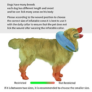 KittyStar Soft Inflatable Dog Cone Collar, Protective Inflatable Collar for Dogs and Cats, Adjustable Pet Recovery Cone After Surgery (M, Blue)