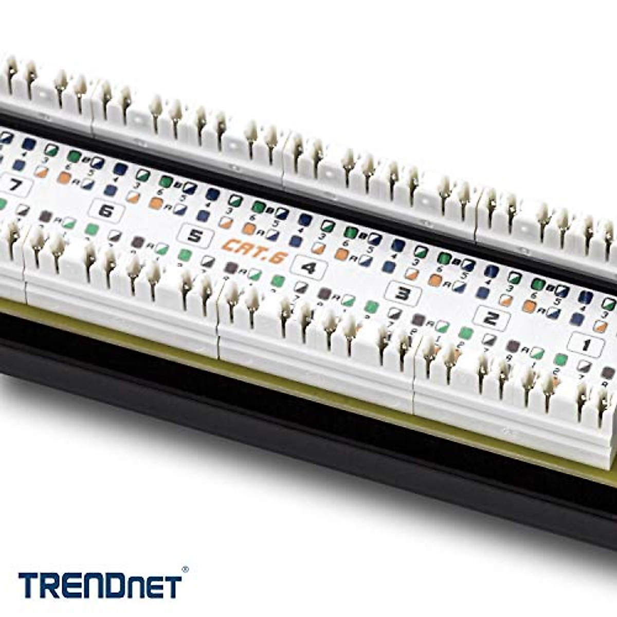 TRENDnet 8-Port Cat6 Unshielded Patch Panel, TC-P08C6, Rackmount, 10 Inch Wide, 8 x Gigabit RJ-45 Ethernet Ports, Pre-Numbered Ports, 250 Mhz Connection, Color Coded Labeling,