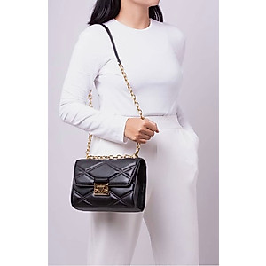 Michael Kors Serena Medium Flap Shoulder Bag In Gold/Black