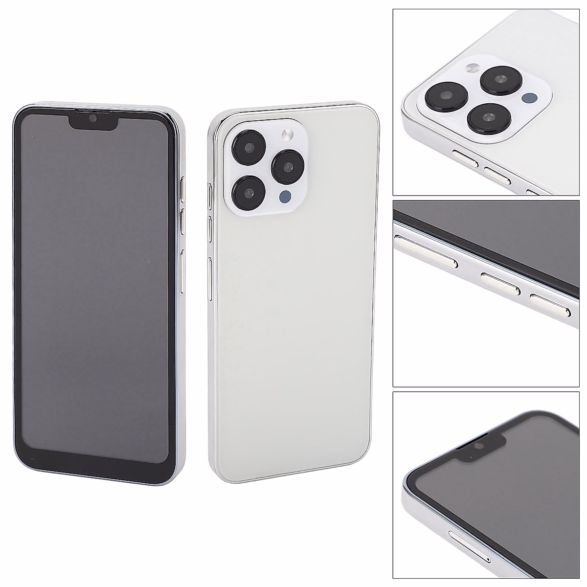 Yunseity I14 Promax Unlocked Cell Phone,6.6in HD Screen 3G Unlocked Smartphone for Android 10,4GB 64GB ROM,Dual SIM Cell Phone 2.4G ,5000mAh Battery,24MP 32MP Camera (White)