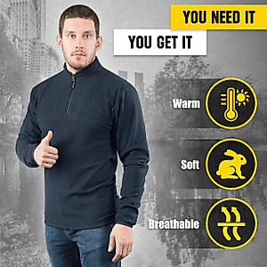 M-Tac Quarter Zip Pullover Men - Fleece Lined Thermal Shirt for Men - Lightweight Dark Navy Blue Tactical Long Sleeve Shirt Top Delta (XL)