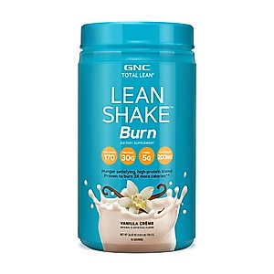 GNC Total Lean Shake Burn Protein Powder | Hunger Satisfying, Proven to Burn 3X More Calories | Vanilla | 16 Servings