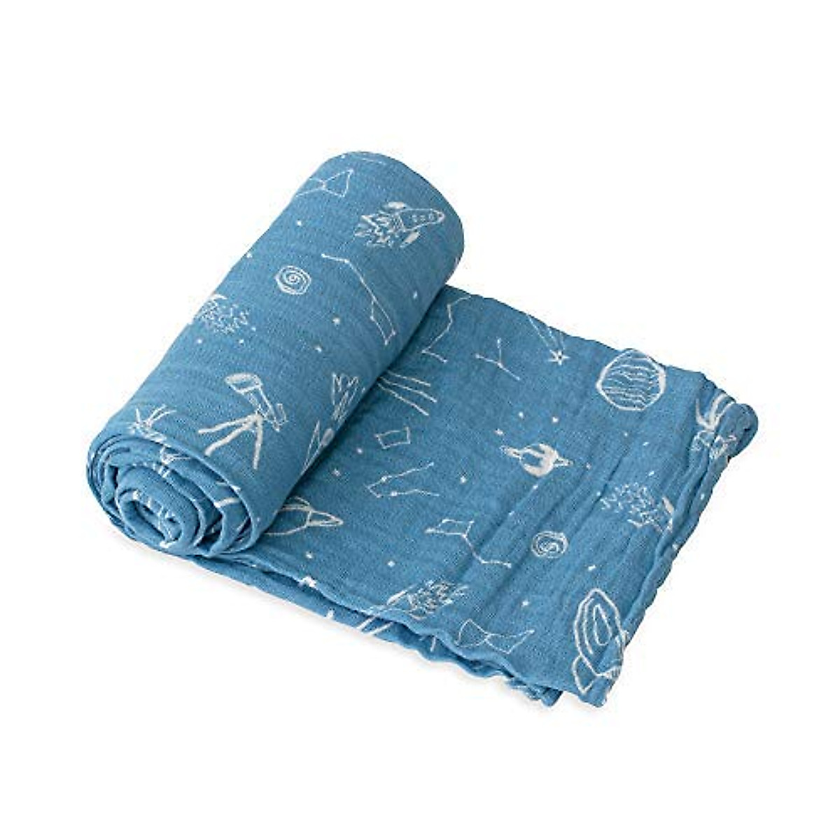 Red Rover Kids Cotton Muslin Swaddle - 47”x 47”- 100% Cotton – Machine Washable – Softer with Every Wash – Playful Designs -Soft, Breathable & Lightweight – Unisex (Star Gaze)