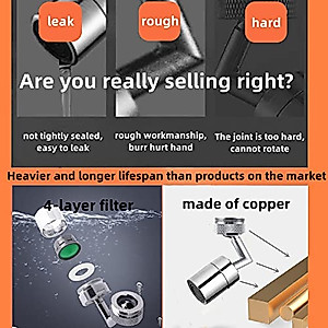 Faucet Extender for Kitchen Sink,720 Degree Swivel Sink Faucet Aerator for Kitchen and Bathroom Water Saving Faucet Sprayer Attachment Moveable Kitchen Tap Head (Two Water Modes) (‎HUICHEN-0002)