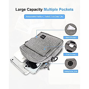 Grey Small Side Shoulder Bag Crossbody Bag for Men Women Mini Messenger Bag Satchel Bag Travel Purse Wallet Passport Holder Bag, Cell Phone Purse Neck Pouch Wallet- Unisex Large Size