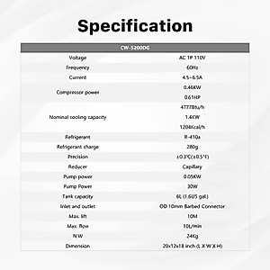 Cloudray 6L Industrial CO2 Laser Water Chiller 0.61HP CW5200 Precise Thermostat Recirculating CO2 Industrial Laser Chiller for 60W 70W 80W 90W 100W 120W 130W 150W CO2 Engraving Machine Cooling Machine