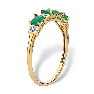 PalmBeach 10K Yellow Gold Princess Cut Genuine Blue Sapphire or Green Emerald and Diamond Accent Ring Size 6
