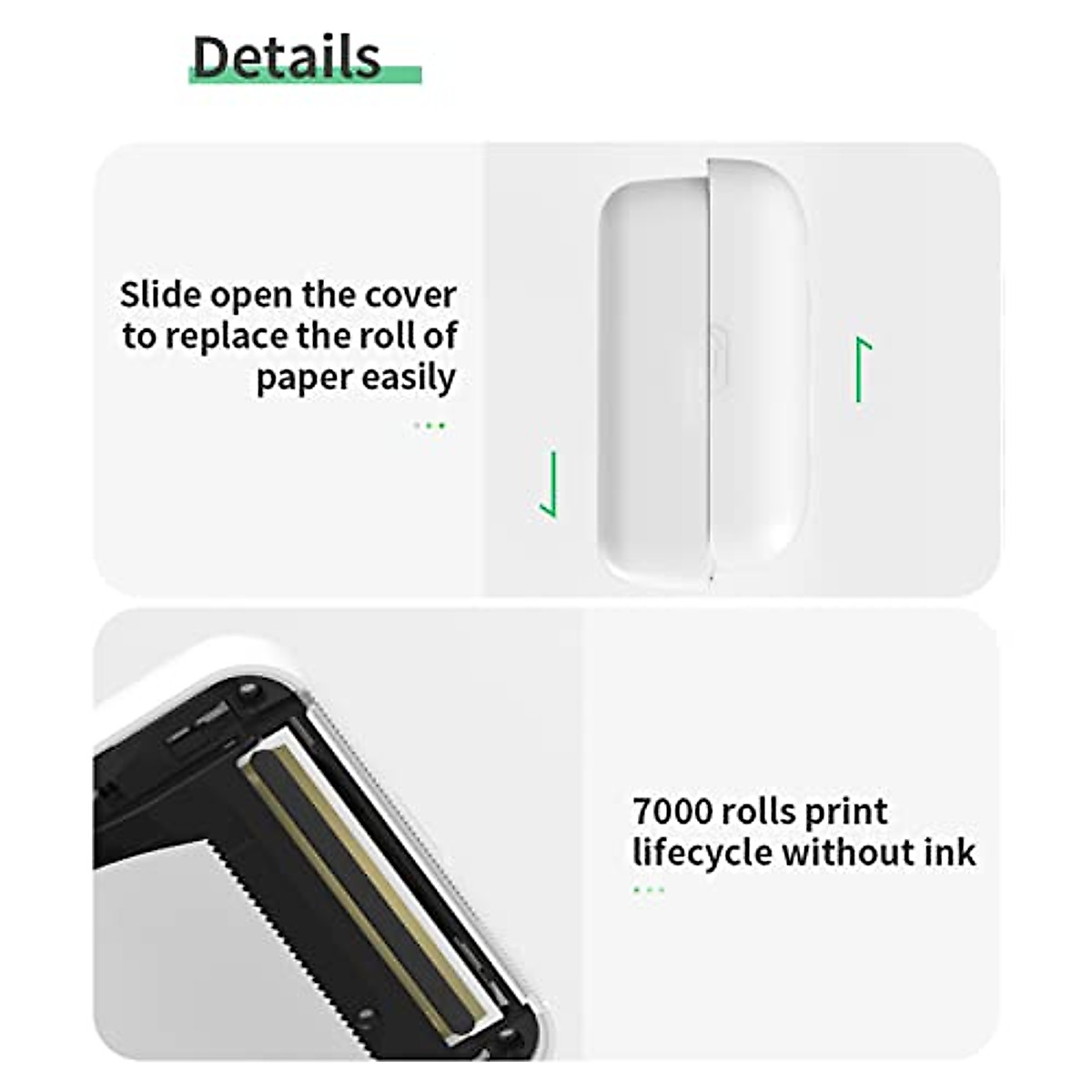 BISOFICE A6 Mini Pocket Printer Wireless BT Thermal Printer Picture Label Memo Receipt Paper Printer + 9 Rolls Color Thermal Paper + 3 Rolls Adhesive Sticker Paper 57 * 30mm