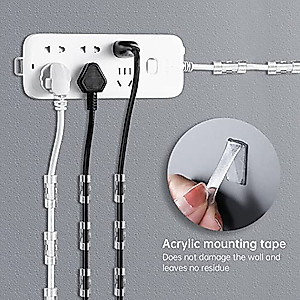 50 Pcs Heavy Duty Cable Clips Transparent with 100 Screws, Attom Tech Clear Self-Adhesive Cable Organizer Cord Management System, Clear Desktop Cable Organizer [50 pc]