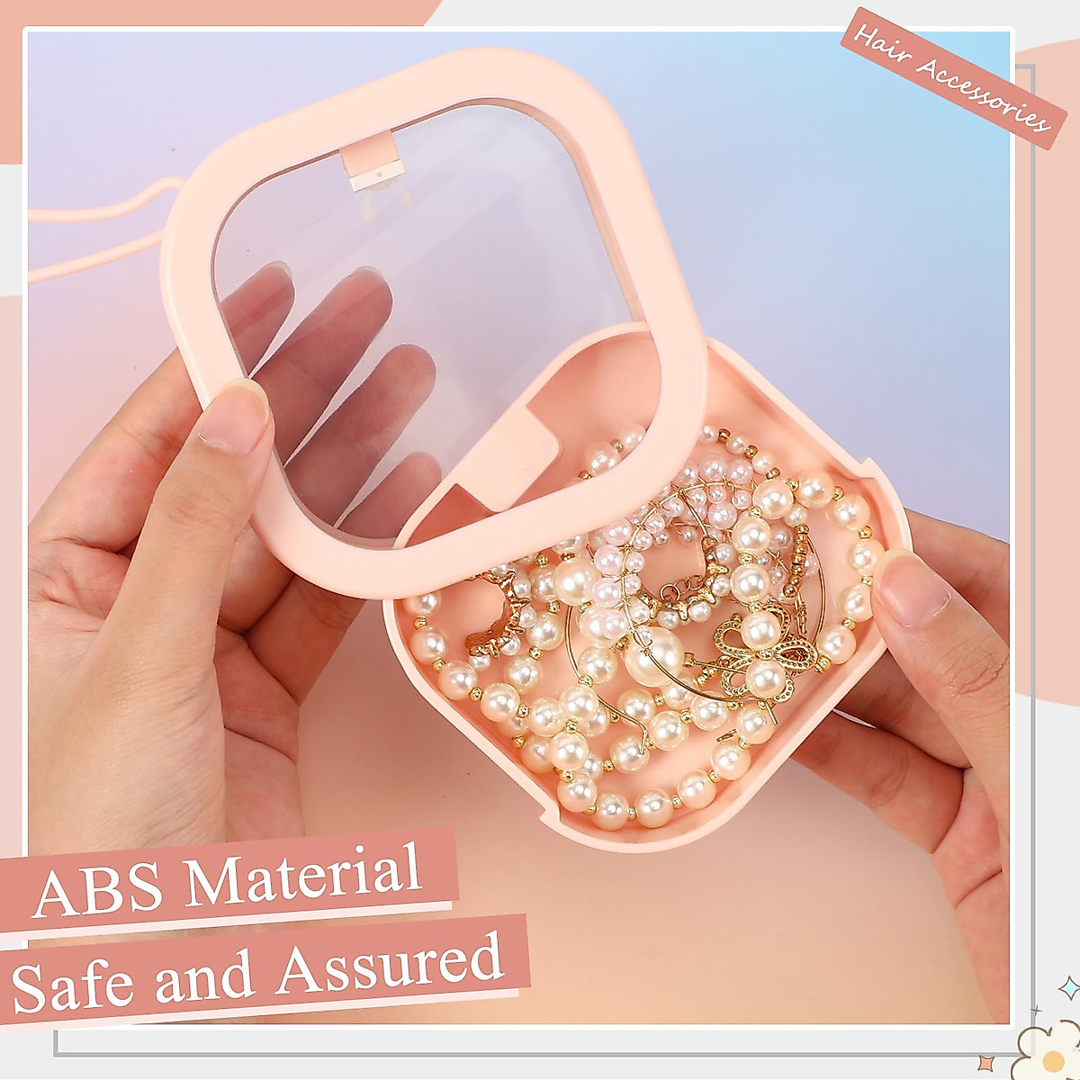 VOCOOL 3 Pcs Portable Hair Tie Organizer, Travel Qtip Holder, Hair Accessories Organizer, Storage Boxes, Hanging Small Items Containers, Cotton Swab Dispenser, Gifts for Girls, Women, Mom