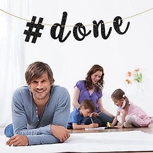 INNORU # Done Banner - Black Glitter Congrats Grad Sign, High School, College, University Graduate Party Decorations Supplies