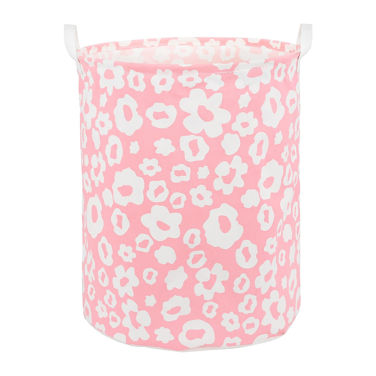 Foldable Baby Laundry Basket Hamper for Nursery Girl kids Clothes laundry hamper basket Portable Tall Collapsible Cute Laundry Basket Organizer, Nursery Storage Basket with Handles (Pink Flowers)