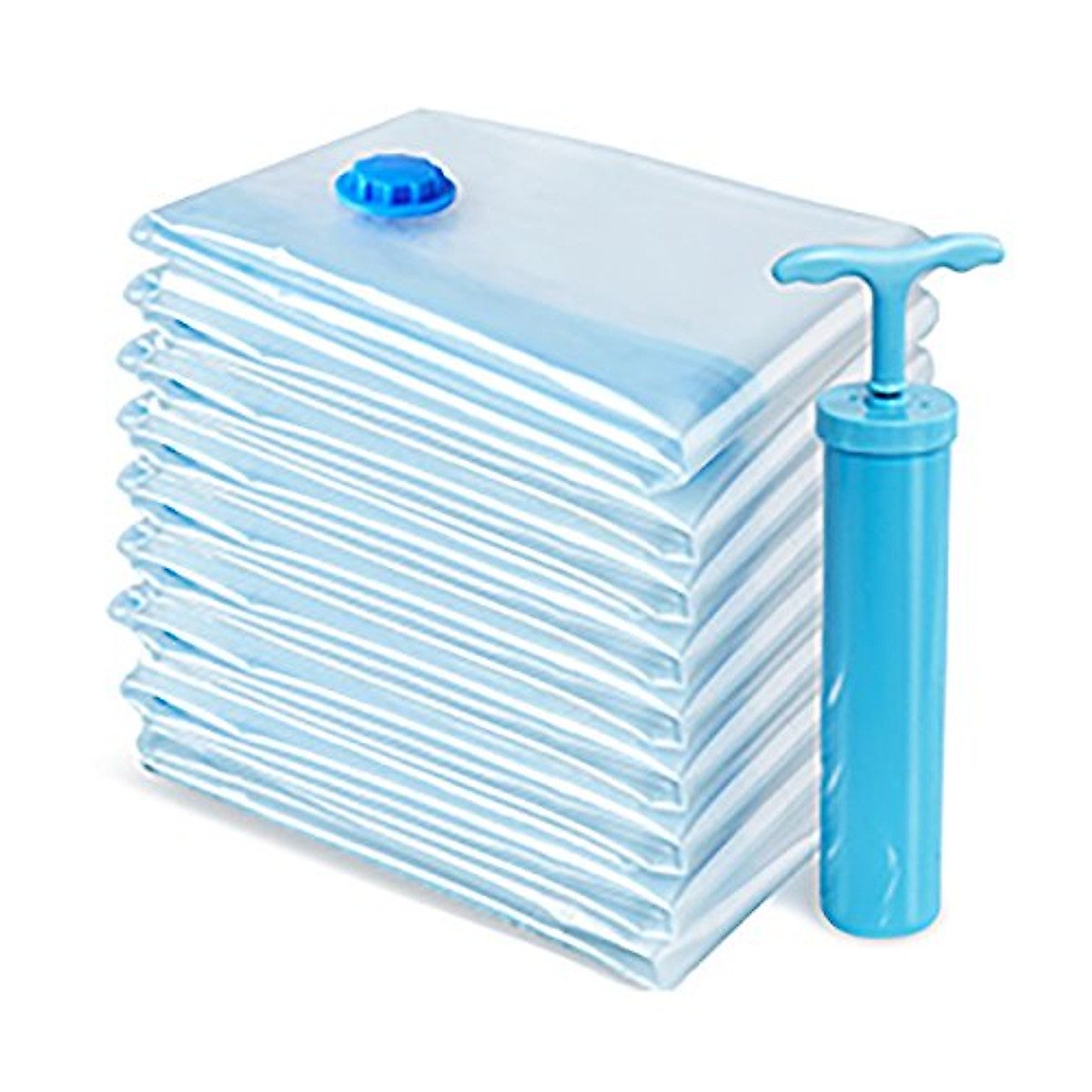 Vacuum Storage Bags Space Saving Bags for Comforters Clothes Pillow Bedding Blanket Storage, Double Zip Lock Seal & Leak Valve, Free Travel Hand Pump Included (4 Pack - 2 Jumbo + 1 Large + 1 Medium)