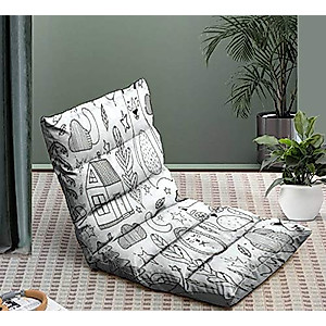 Floor Lounger Adjustable Floor Chair Flat of a Sleepy with an owl a Bear a Hedgehog a Memory Foam Folding Floor Sofa Lounge Chair for Adults Home Office Reading Watching Gaming