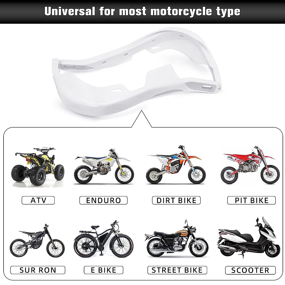 JFG RACING Motorcycle Universal Handguards 7/8" 22mm and 1 1/8" 28mm Aluminum Hand Guards Brush Bar For off Road ATV For Motocross Electric Dirt Bike Enduro Sur-Ron -White