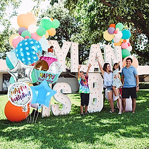 Birthday ice cream Candy Aluminum Foil Balloons set, 5pcs blue series Kids Cartoon Mylar Balloons， for Summer Kids Birthday,Baby Shower,Candyland Sprinkle Party Decorations