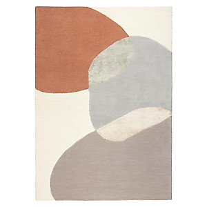 TOWN & COUNTRY LUXE Olso Abstract Colorblock Handcrafted Wool Area Rug, Beige/Rust/Grey, 5"x7"