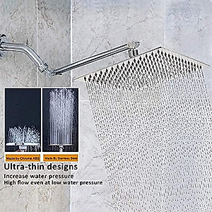 Rain Shower Head 12 inch, 304 Stainless Steel Large High Pressure Square Rainfall Showerhead for Bathroom, Easy to Install, Awesome Shower Experience