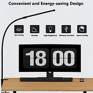 LED Desk Lamp, Touch Control Desk Lamp with 10 Levels Brightness, Dimmable Office Lamp with Adjustable Arm, 11" Wide Office Eye Protection Light 900LM Large Bright Desk Lights with Stepless Dimming
