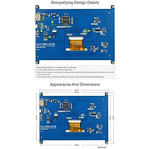 waveshare 7inch Capacitive Touch Screen LCD Compatible with Raspberry Pi 4B/3B+/3A+/2B/B+/A+/Zero/Zero W/WH/Zero 2W CM3+/4 800×480 Resolution HDMI Low Power Consumption Supports Windows