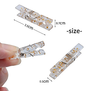 100 Pieces Clear Plastic Utility Paper Clip, Photo Paper Peg Pin, Clothes Line Clips, Craft Clips, 3.5 x 0.5cm x 0.7cm (Gold Glittered)