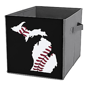 Mochigan Map Baseball Collapsible Storage Bins Basics Folding Fabric Storage Cubes Organizer Boxes with Handles