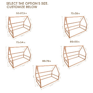 BUSYWOOD Kids Montessori Design Play Room- Toddler Floor Bed House Frame - Montessori Bed Twin - House Frame Toddler Bed (Model 1, Floor Bed)