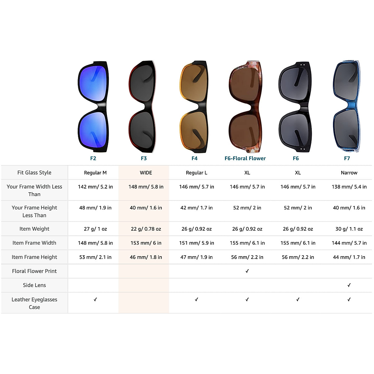 The Fresh High Definition Polarized Wrap Around Sunglasses for Wide Prescription Glasses 64mm Gift Box (F304-Tortoise, Brown)