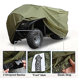 X AUTOHAUX ATV Cover for Polaris Scrambler 850 XP 1000 for Yamaha Grizzly Oxford All Season Weather Waterproof Outdoor Protection 4 Wheeler Covers Quad Cover fit Most 250CC-600CC Green