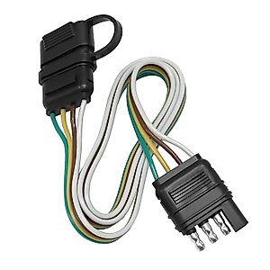 Hoypeyfiy Trailer Light Wiring Harness Kit,4 Wires 4-Way Plug 4 pin Flat Wire Extension Male & Female Connector 32" Inch Long