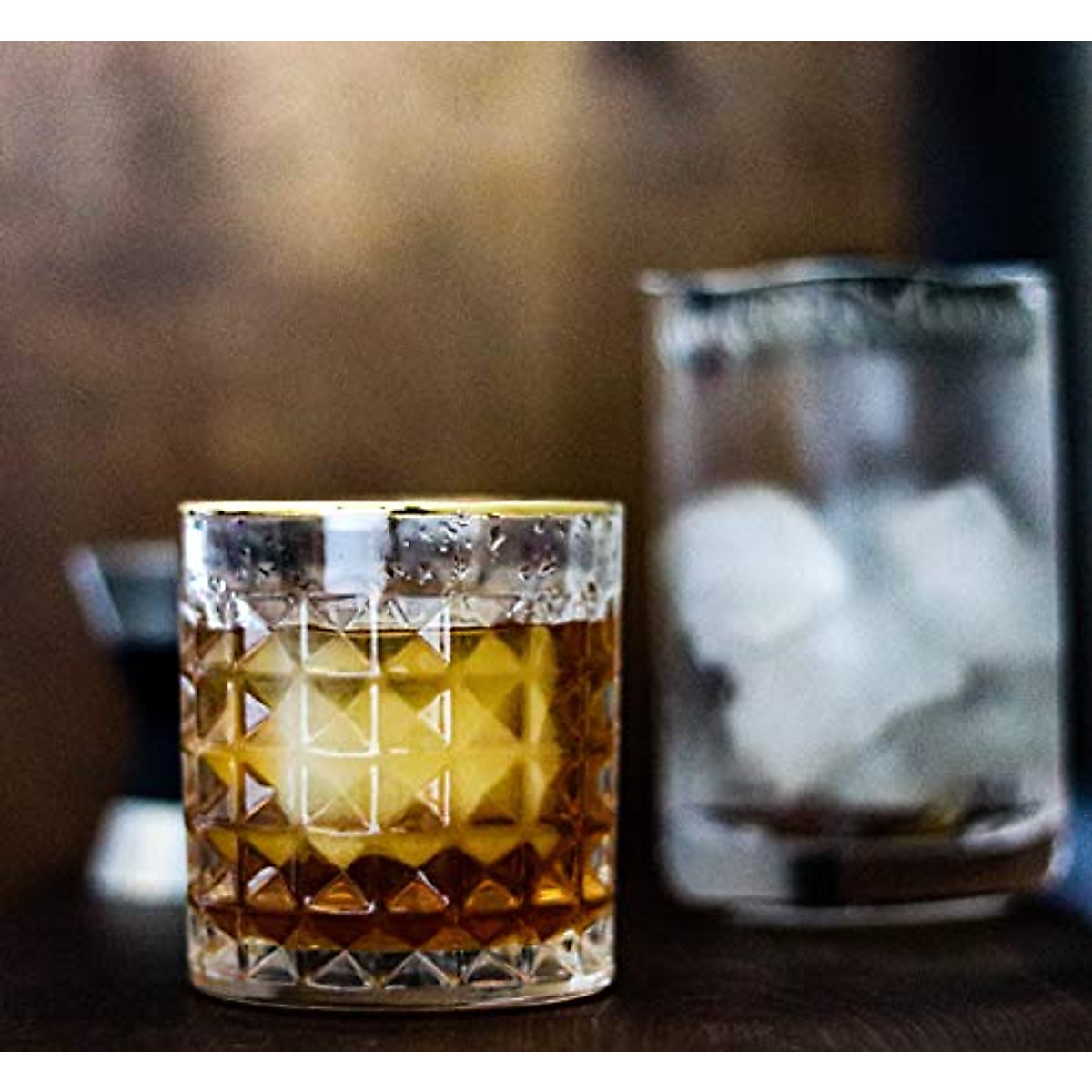 Amehla Co. Gold Rimmed Whiskey Rocks Cocktail Glass Set | the Perfect Glass Set for Scotch, Bourbon, Old Fashioned Cocktails
