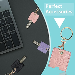 KRSURERICHER Universal Leather Key Sleeve, Key Covers, 3pcs Keychain Key Fod Protector for Broken Keys Car Keys (Pink)
