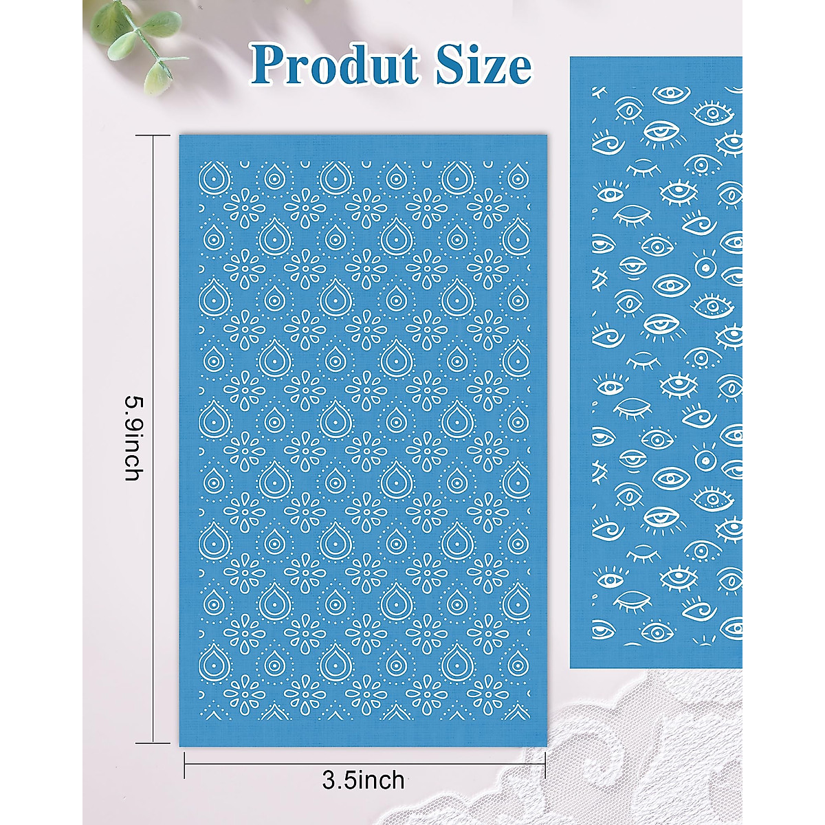 Puocaon Boho Clay Silk Screens - 6 Pcs Lucky Evil Eye Shape Silk Screen Stencils for Polymer Clay, Screen Stencils for Polymer Clay Earrings Making, Silk Screen for Transfer Patterns on Polymer Clay