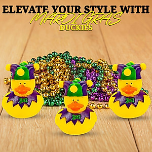 Fun Express Mardi Gras Duckies - Bulk Set of 12 Rubber Ducks - Parade and Party Favor Supplies and Handout Toys