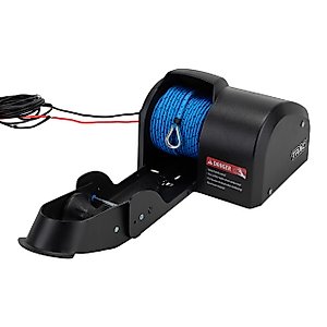 Camco TRAC Outdoors Pontoon 35-G3 Electric Anchor Winch | Features a High-Efficiency, 12-Volt DC, All Steel Gear Motor and 100-feet of Pre-Wound Double-Braid Anchor Rope | (69003)