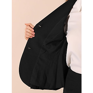 Allegra K Skirt Suit Sets for Women's 2 Piece Formal Office Notched Lapel Peplum Jacket Blazer Pencil Skirts Set Large Black