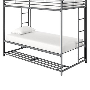 DHP Bonnie Twin Bed with Storage Bins Bunk, Silver
