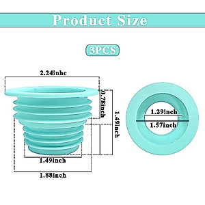 3Pcs Drain Pipe Sewer Seal Rings Deodorant Silicone Ring Washing Machine Sealing Plug for Bathroom Kitchen Cleaning Tools